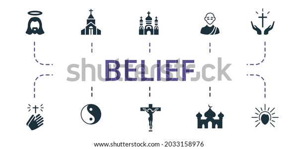 Belief Icon Set Contains Editable Icons Stock Vector (Royalty Free ...