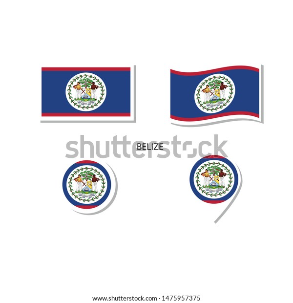 Belize Flag Logo Icon Set Rectangle Stock Vector (Royalty Free ...