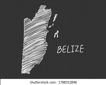 Belize Map Freehand Sketch On Black Stock Vector (Royalty Free ...
