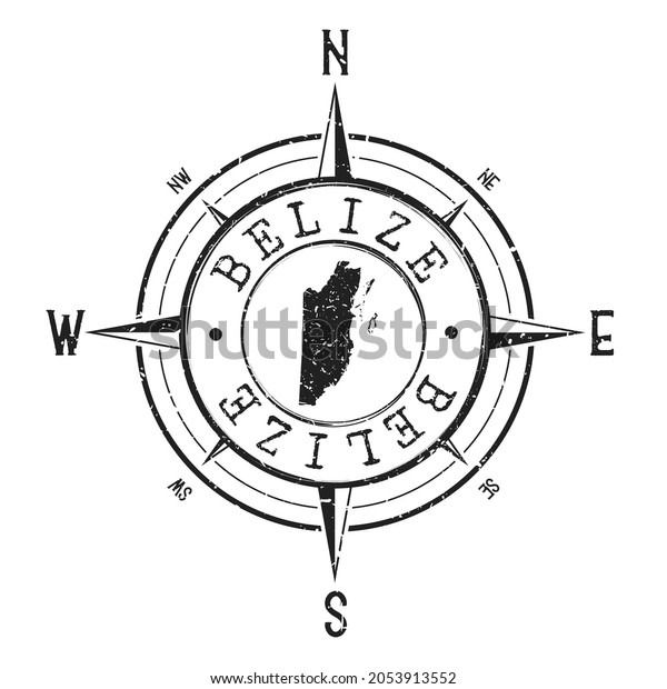 Belize Stamp Map Compass Adventure Illustration Stock Vector (Royalty ...