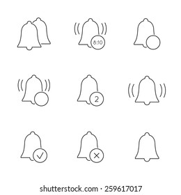 Vektor Stok Bell Icons Minimal Outline Vector Illustration (Tanpa ...