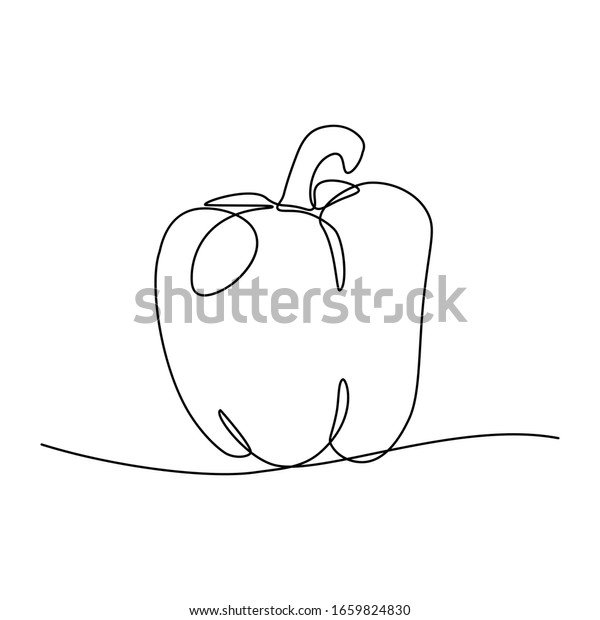 Bell Pepper Continuous Line Art Drawing Stock Vector (Royalty Free ...