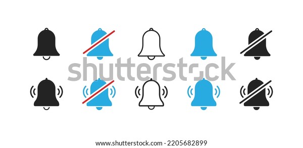Bell Reminder Icon Set On White Stock Vector (Royalty Free) 2205682899 ...