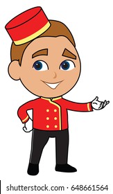 Bellhop Bellboy Bellman Concierge Vector Cartoon Stock Vector (Royalty ...