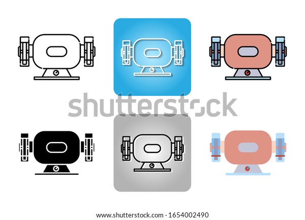 Bench Grinder Grinding Machine Icon Set Stock Vector (Royalty Free ...