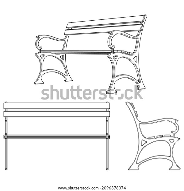 Bench Outline Vector Illustration Outdoor Furniture Stock Vector ...