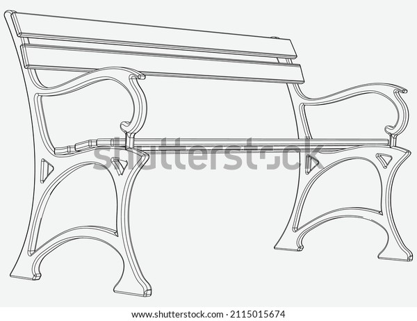 Bench Outline Vector Illustration Outdoor Furniture Stock Vector ...