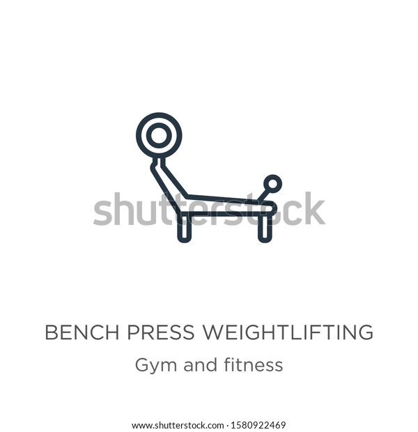 Bench Press Weightlifting Icon Thin Linear Stock Vector (Royalty Free ...