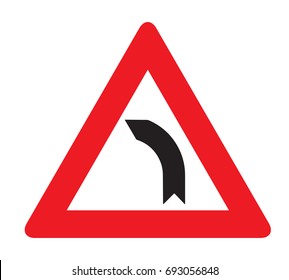 Vektor Stok Bend Left Warning Traffic Sign Vector (Tanpa Royalti ...