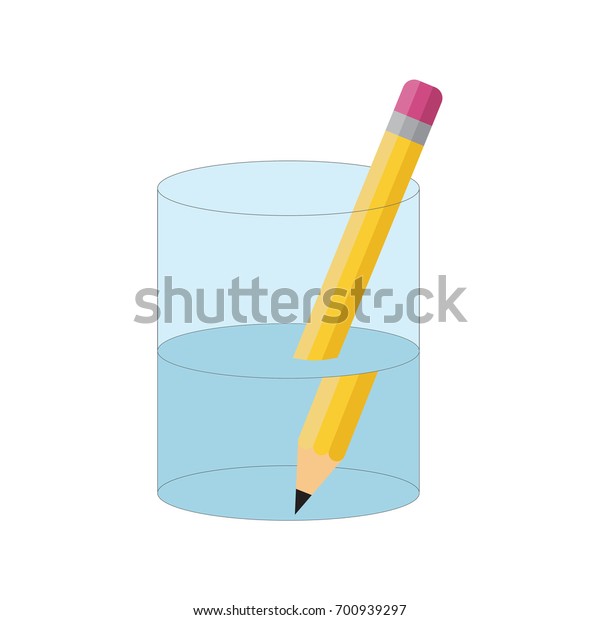 Bending Pencil Experiment Refraction Light Vector Stock Vector (Royalty ...