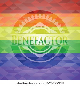 Benefactor Emblem On Mosaic Background Colors Stock Vector (Royalty ...
