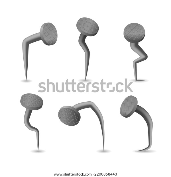 Bent Metal Nails Set Old Warped Stock Vector (Royalty Free) 2200858443 ...