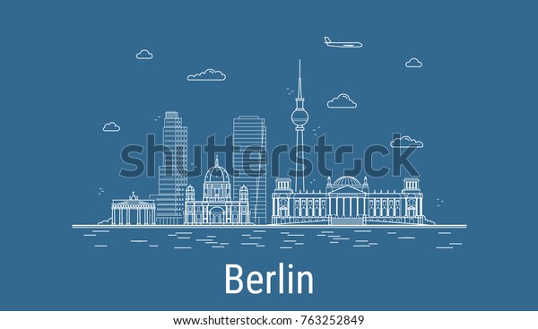 Berlin City Line Art Vector Illustration Stock Vector (Royalty Free ...