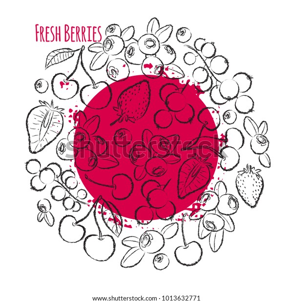 Berries Hand Drawn Vector Sketch Illustration Stock Vector (Royalty ...