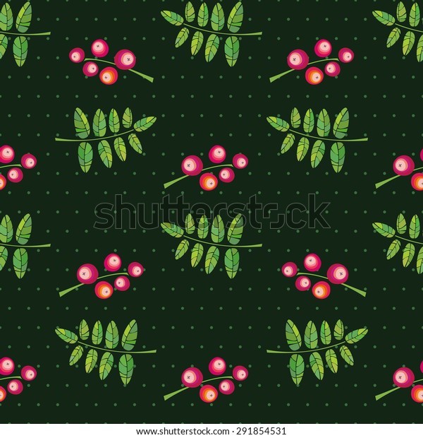 Berries Leaves Seamless Pattern Stock Vector (Royalty Free) 291854531 ...