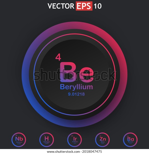 Beryllium Chemical Element Periodic Table Color Stock Vector (Royalty ...
