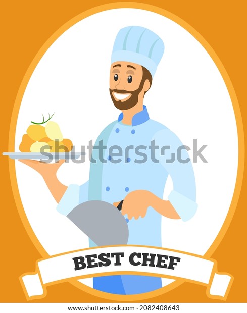 Best Chef Logo Man Holds Plate Stock Vector (Royalty Free) 2082408643 ...