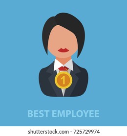 Best Employee Flat Concept Vector Illustration Stock Vector (Royalty ...