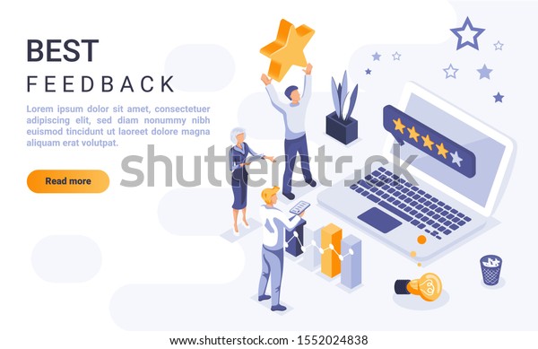 Best Feedback Landing Page Vector Template: เวกเตอร์สต็อก (ปลอดค่า ...