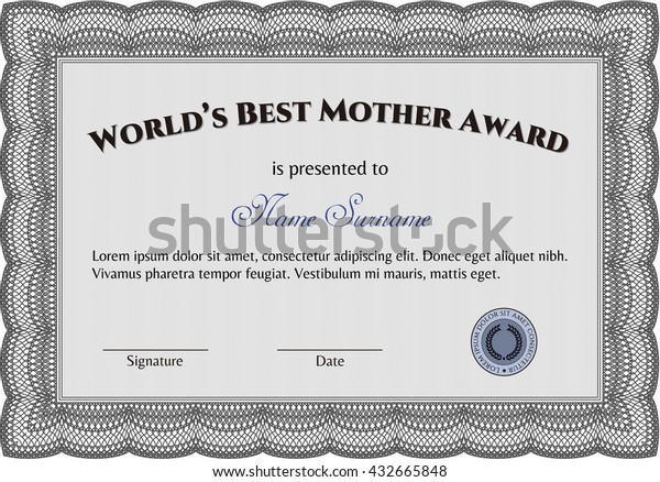 Best Mother Award Template Vector Illustration Stock Vector (Royalty ...