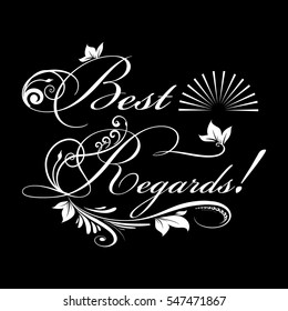 Best Regards Calligraphic Lettering Vector Isolated: vector de stock ...