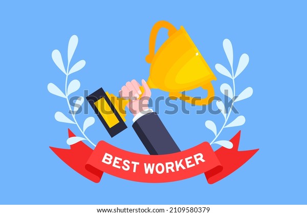 29 Best Worker Employee Winner With Trophy Cup Inside Award Ribbon And ...