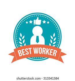 Best Worker Round Banner Badge Stock Vector (Royalty Free) 313341584