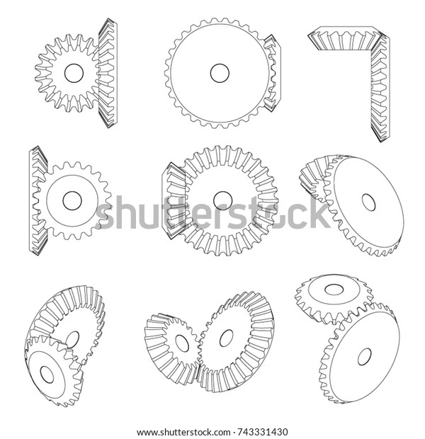 Bevel Gear Set Curved Teeth Vector Stock Vector (Royalty Free) 743331430