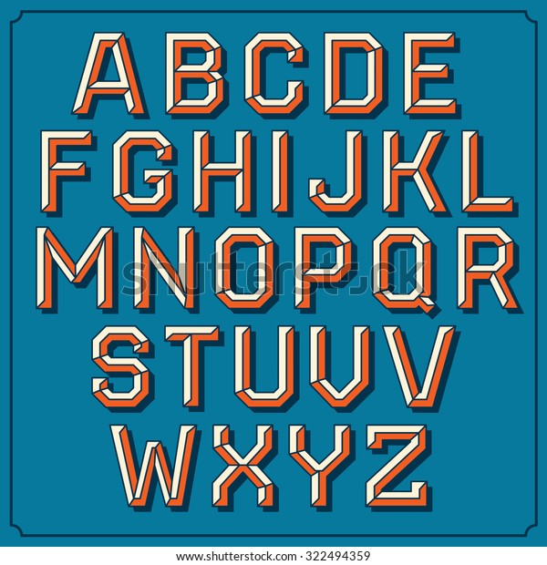 Beveled Vector Font Vintage Retro Type Stock Vector (Royalty Free ...