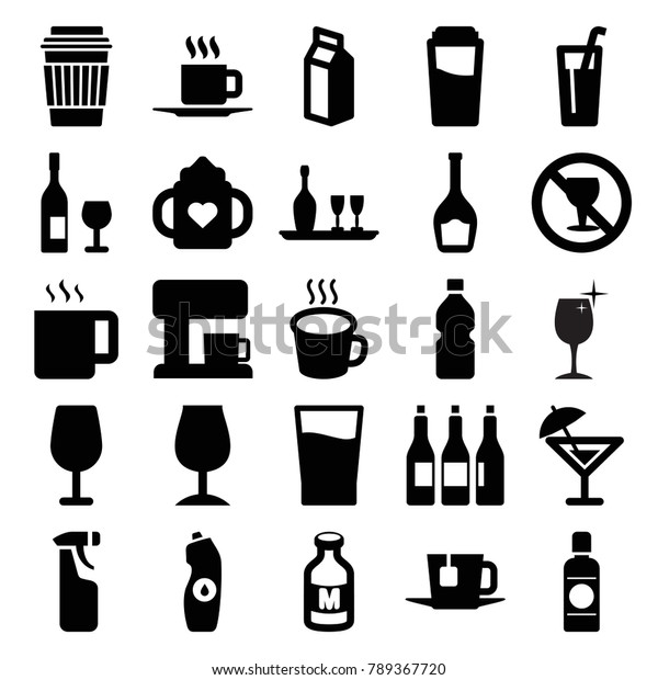 Beverage Icons Set 25 Editable Filled Stock Vector (Royalty Free ...