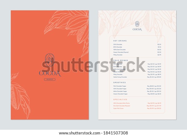 Beverage Menu Template Design Line Art Stock Vector (Royalty Free ...