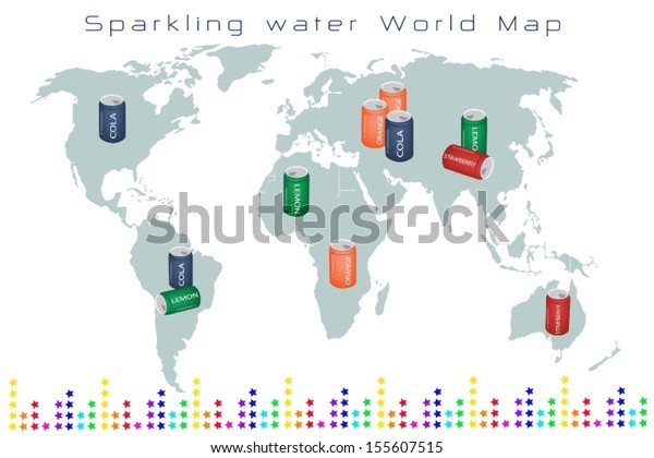 Beverages Drinks Map Soda Cans Various Stock Vector (Royalty Free ...