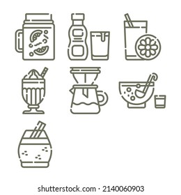 Beverages Icons Outline Model Stock Vector (Royalty Free) 2140060903 ...