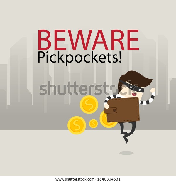 Beware Pickpocket Crime Sign Vector Stock Vector (Royalty Free ...