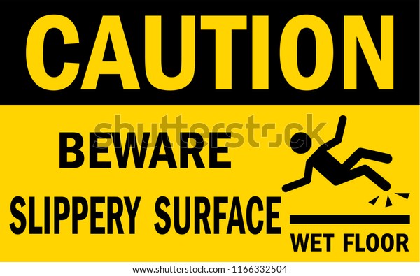 Beware Slippery Surface Sign Wet Slippery Stock Vector (Royalty Free) 1166332504