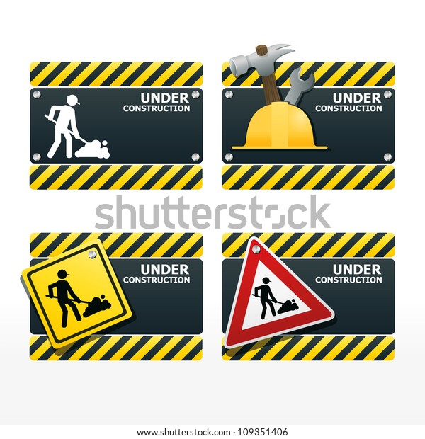 Beware Traffic Sign Under Construction Vector Stock Vector (Royalty ...