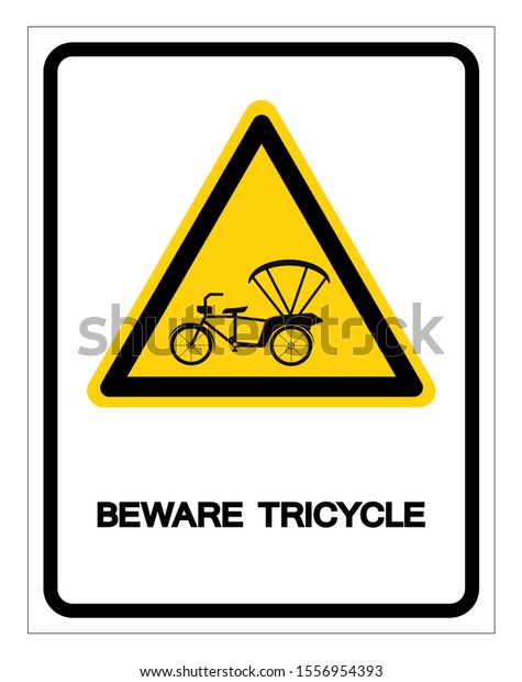 Beware Tricycle Symbol Signvector Illustration Isolate Stock Vector ...
