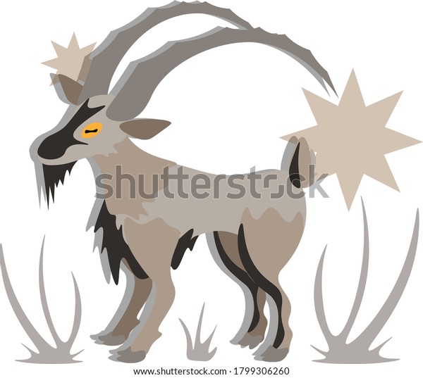 Bezoar Ibex Goat Pale Silver Color Stock Vector (Royalty Free ...