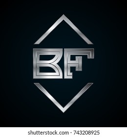 Bf Monogram Metal Logo Silver Logo Stock Vector (Royalty Free ...