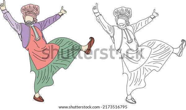 Bhangra Dance Vector Bhangra Logo Indian: เวกเตอร์สต็อก (ปลอดค่า ...