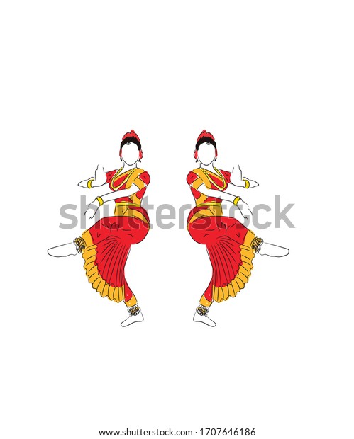 Bharatnatyam Graphic Design Vector Dance Art Stock Vector (Royalty Free ...