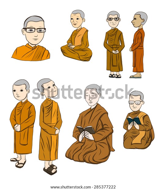 Bhikkhuni Set Fully Ordained Buddhist Nun Stock Vector (Royalty Free ...