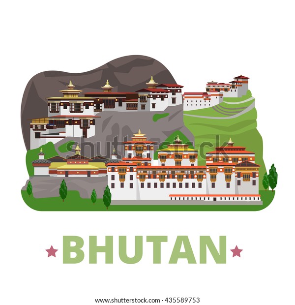 Bhutan Country Design Template Flat Cartoon Stock Vector (Royalty Free ...