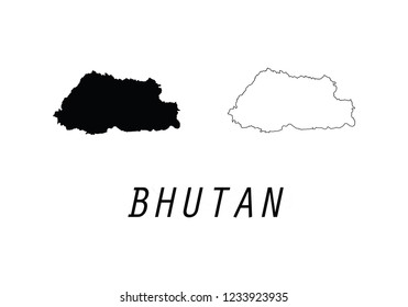 Bhutan Outline Map Country Shape: vector de stock (libre de regalías ...