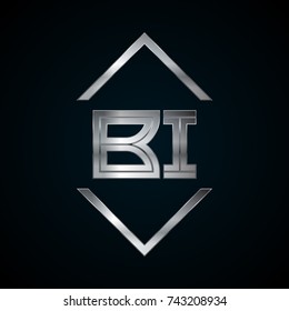 Bi Monogram Metal Logo Silver Logo Stock Vector (Royalty Free) 743208934