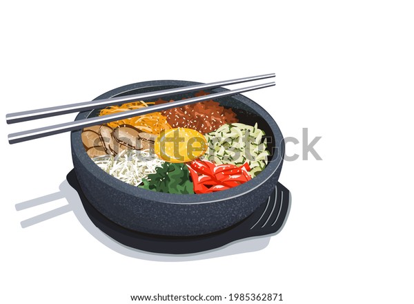 Bibimbap Bi Bim Bop Korean Food Stock Vector (Royalty Free) 1985362871 ...