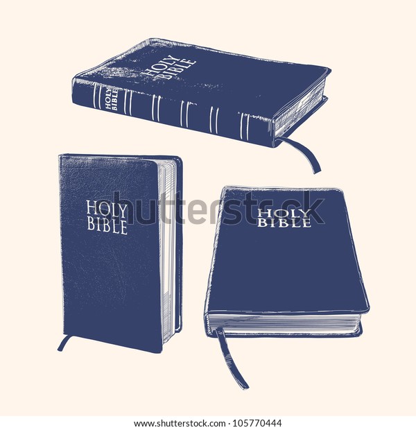 Bible Hand Drawn Vector Llustration Realistic Stock Vector (Royalty ...