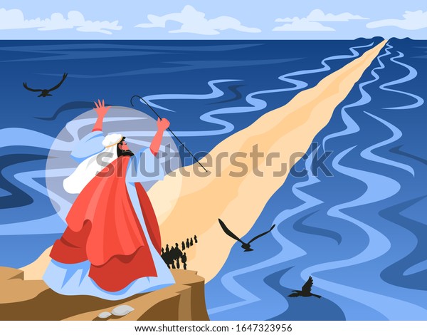 Bible Narratives About Moses Miracle Christian Stock Vector (Royalty ...
