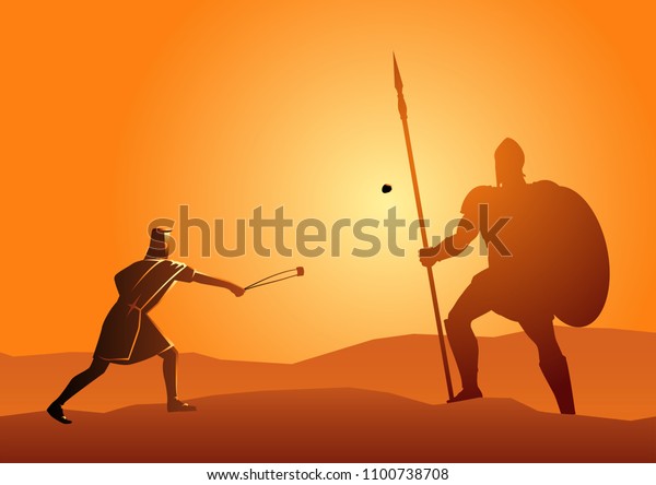 Biblical Vector Illustration David Goliath Stock Vector (Royalty Free ...