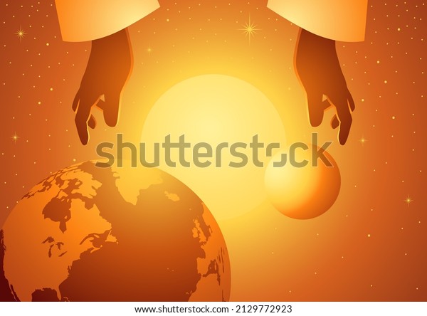 Biblical Vector Illustration Series Gods Hand Stock Vector (Royalty ...